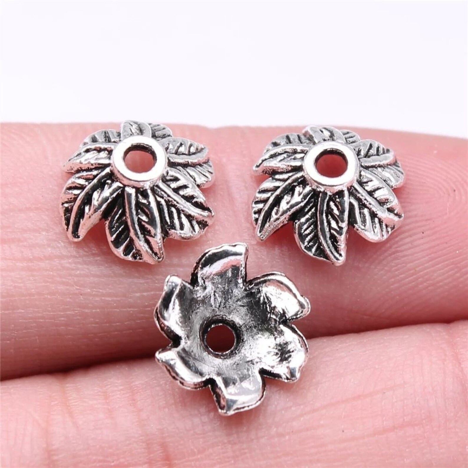 8 Silver Leaf Bead Caps, 11mm Bead Caps, Antique Silver Tone (N-127) - Etsy