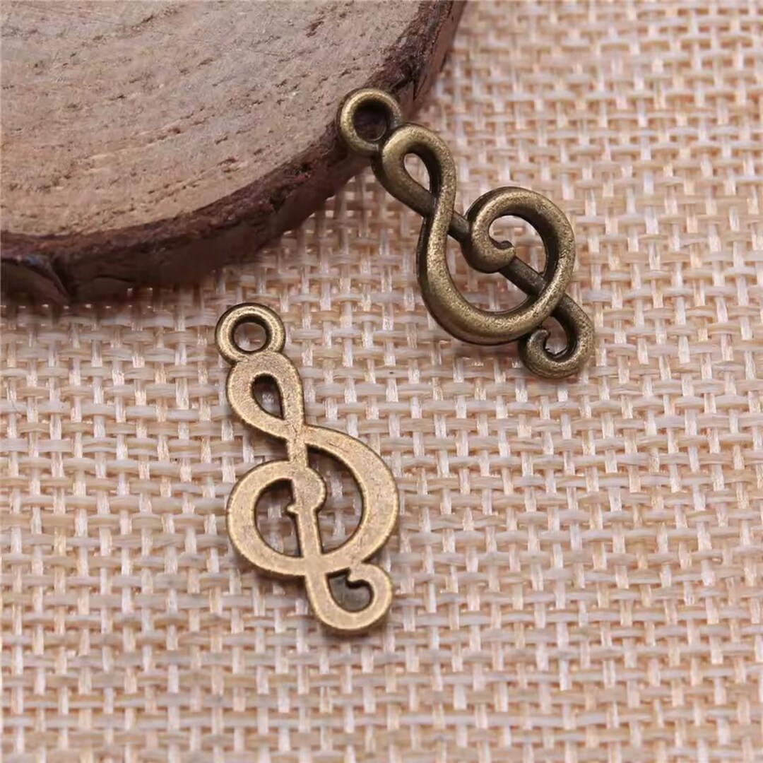 10 Bronze Music Note Charms, Band Charms, Antique Bronze Plated Charms ...