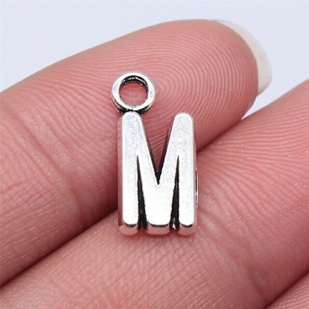 Letter M Charms, Alphabet Charms, Silver Tone Charms (M-34) - Etsy