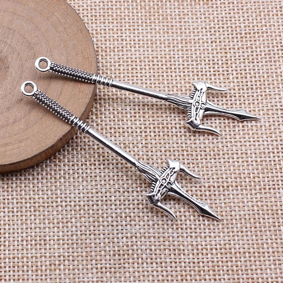 3 Silver Sword Pendant, Cosplay Sword, Halberd Sword, 71mm Silver Tone ...