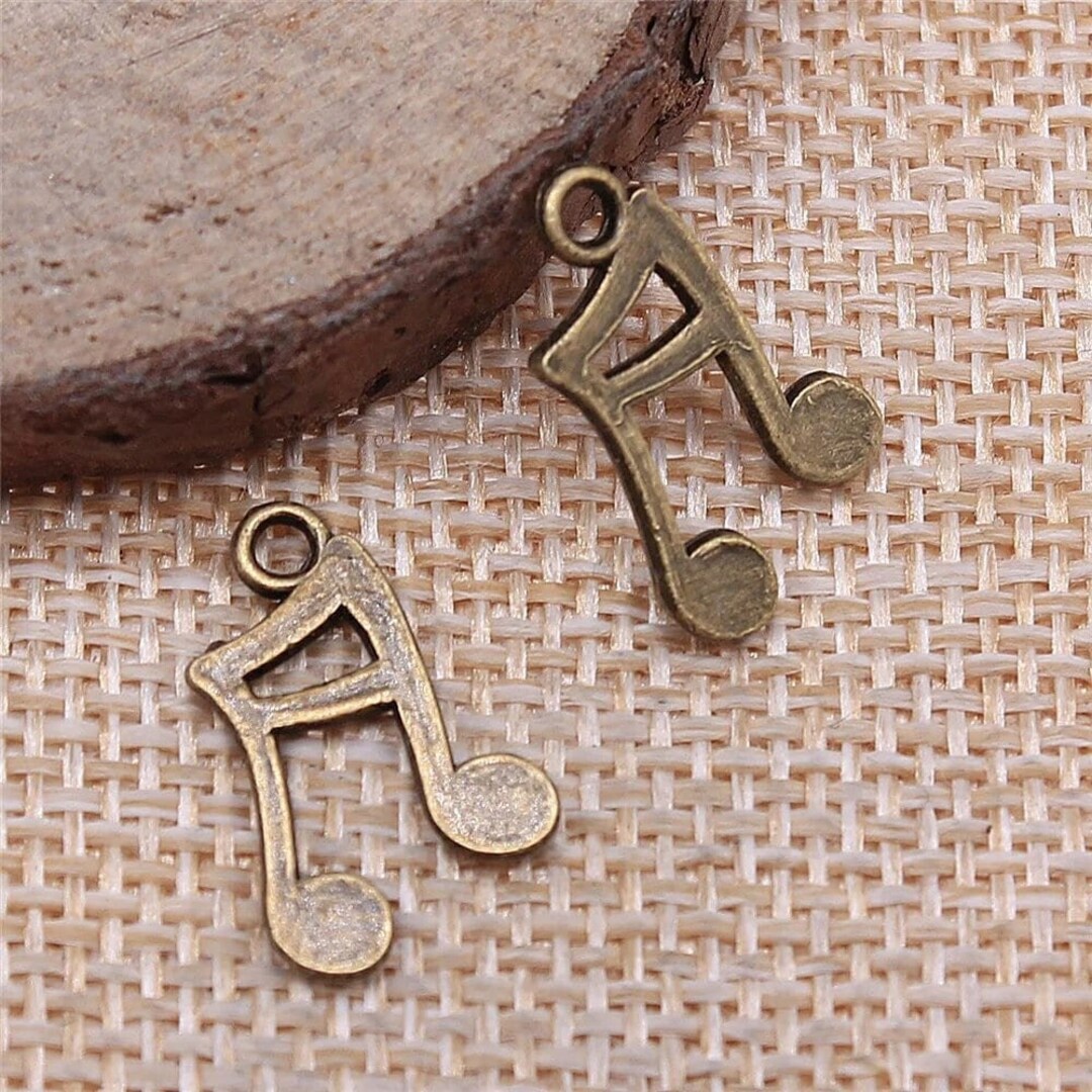 10 Bronze Music Note Charms, 17x11mm, Antique Bronze Tone Charms (H-206 ...
