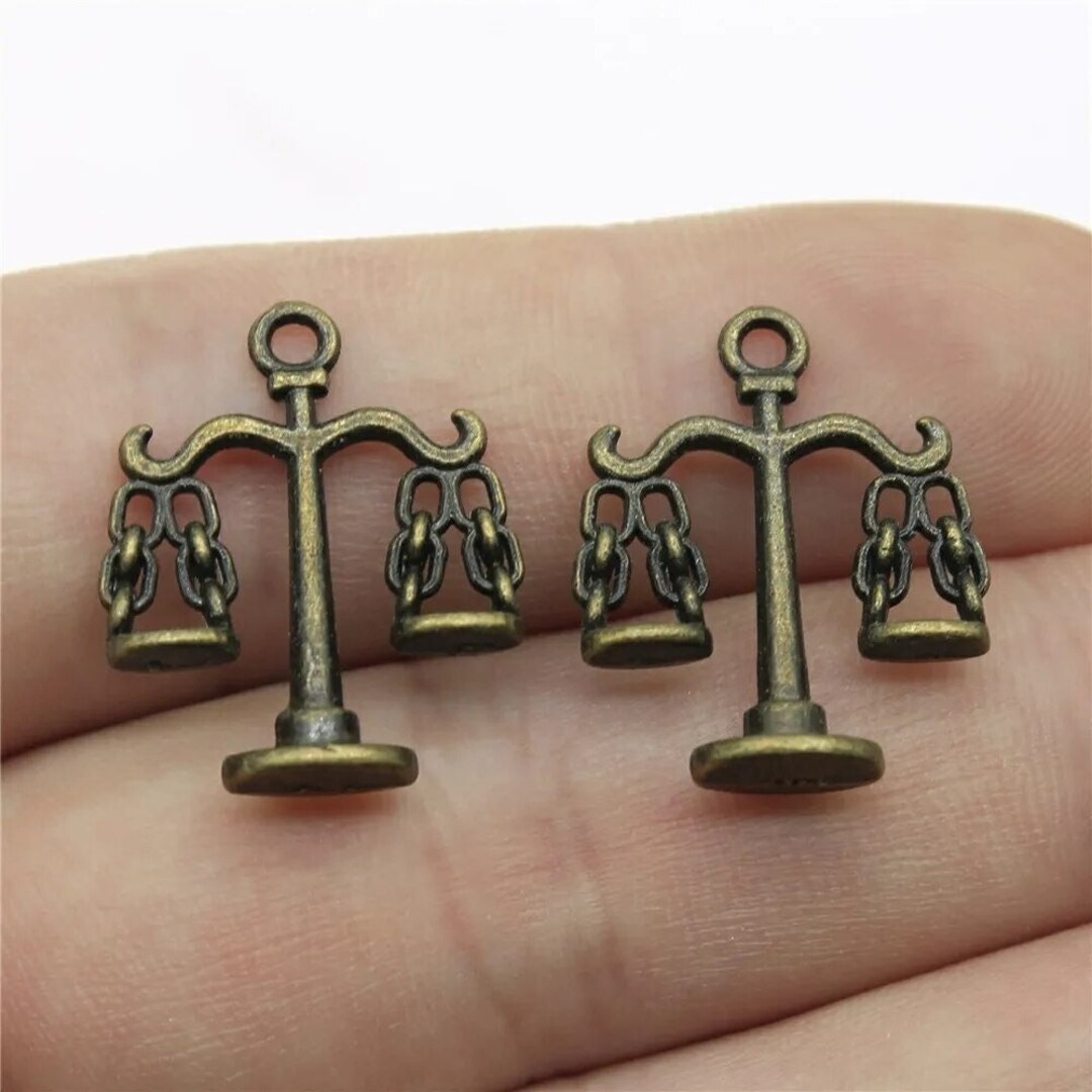 6 Bronze Scales of Justice Charms, Law Charms, Antique Plated Charms (L ...