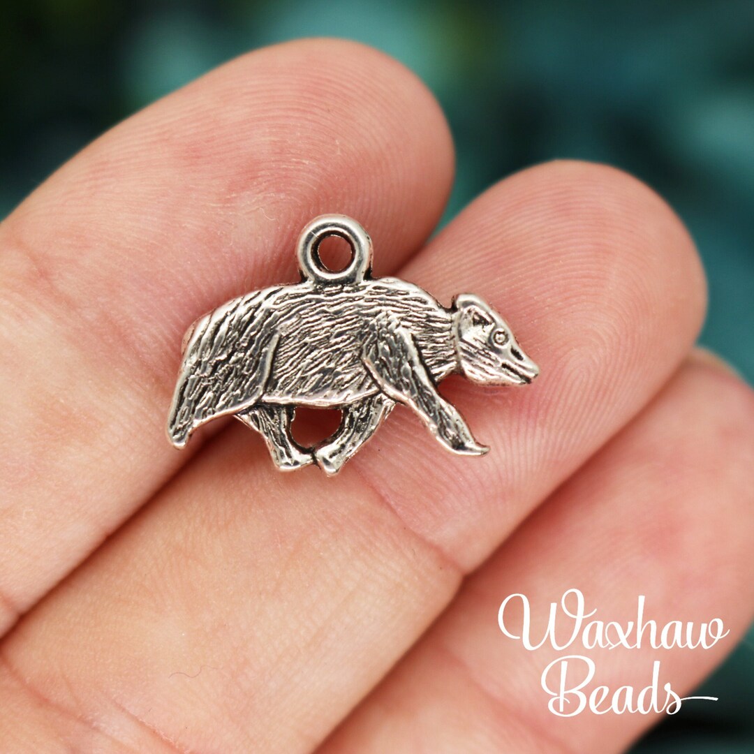 5 Silver Badger Charms, 2 Sided, Silver Tone Charms (A-76) - Etsy