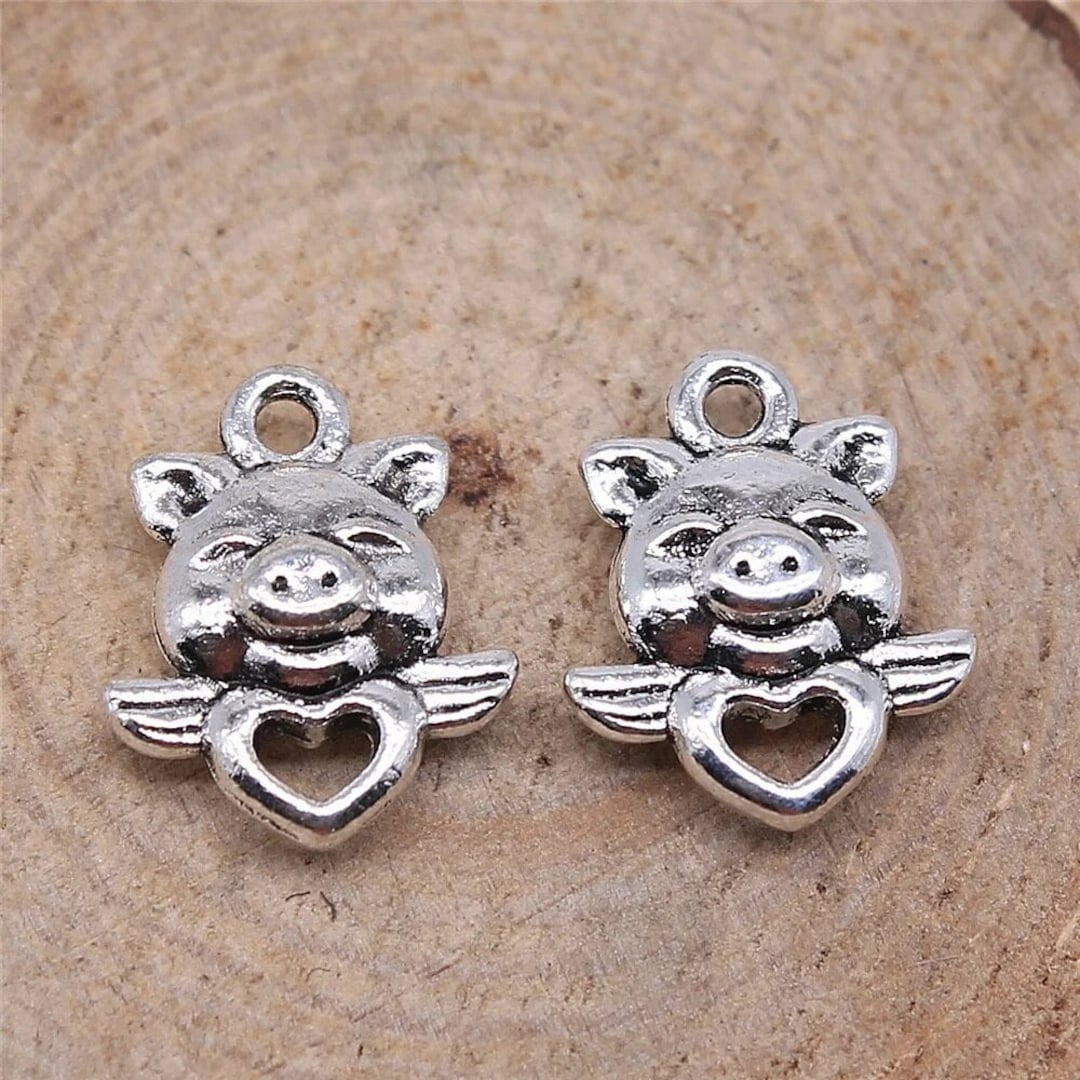 5 Silver Flying Pig Charms, 16x14mm, Silver Tone Charms (B-168) - Etsy
