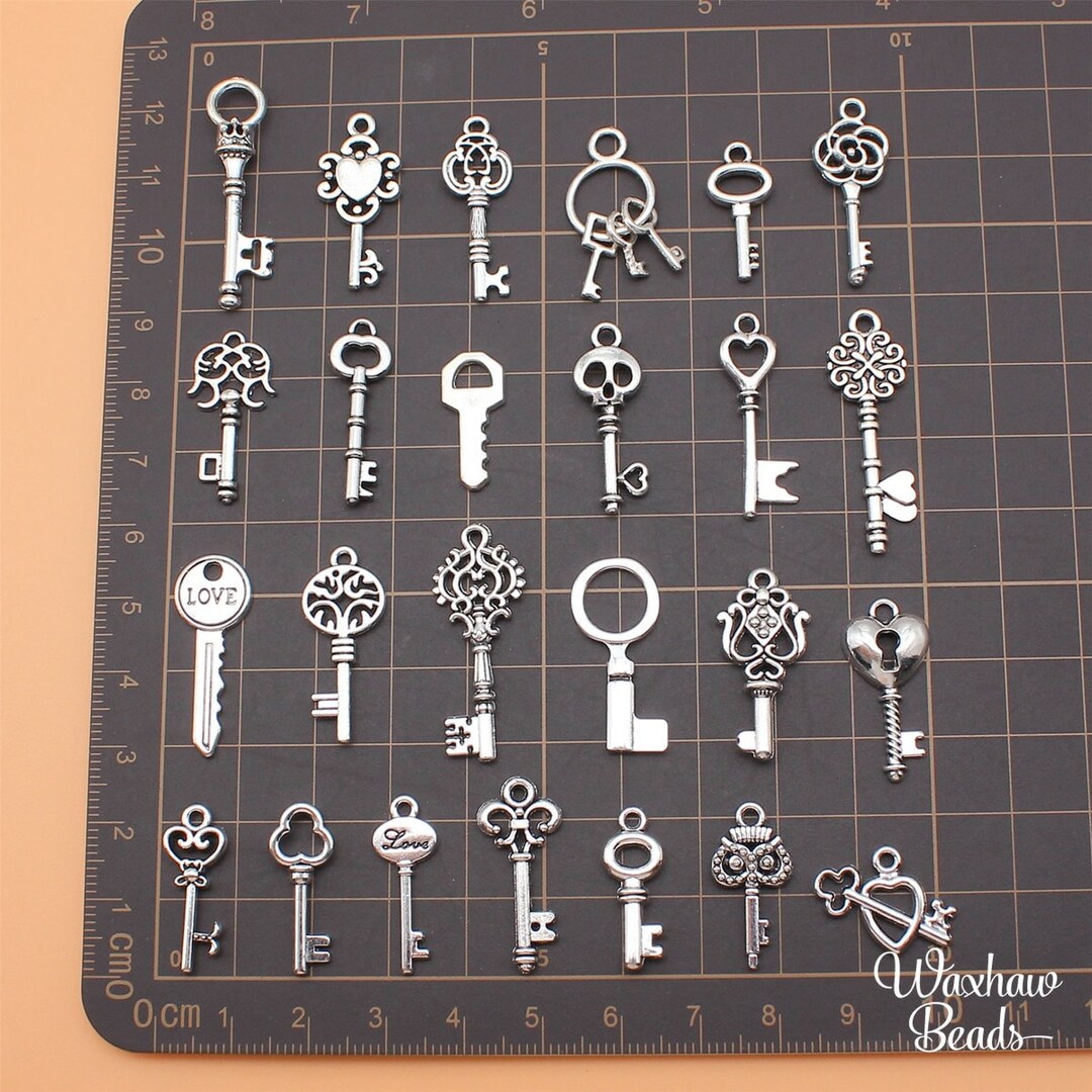 BULK 25 Silver Tiny Key Charms, Mixed Lot of Charms (N-196) - Etsy