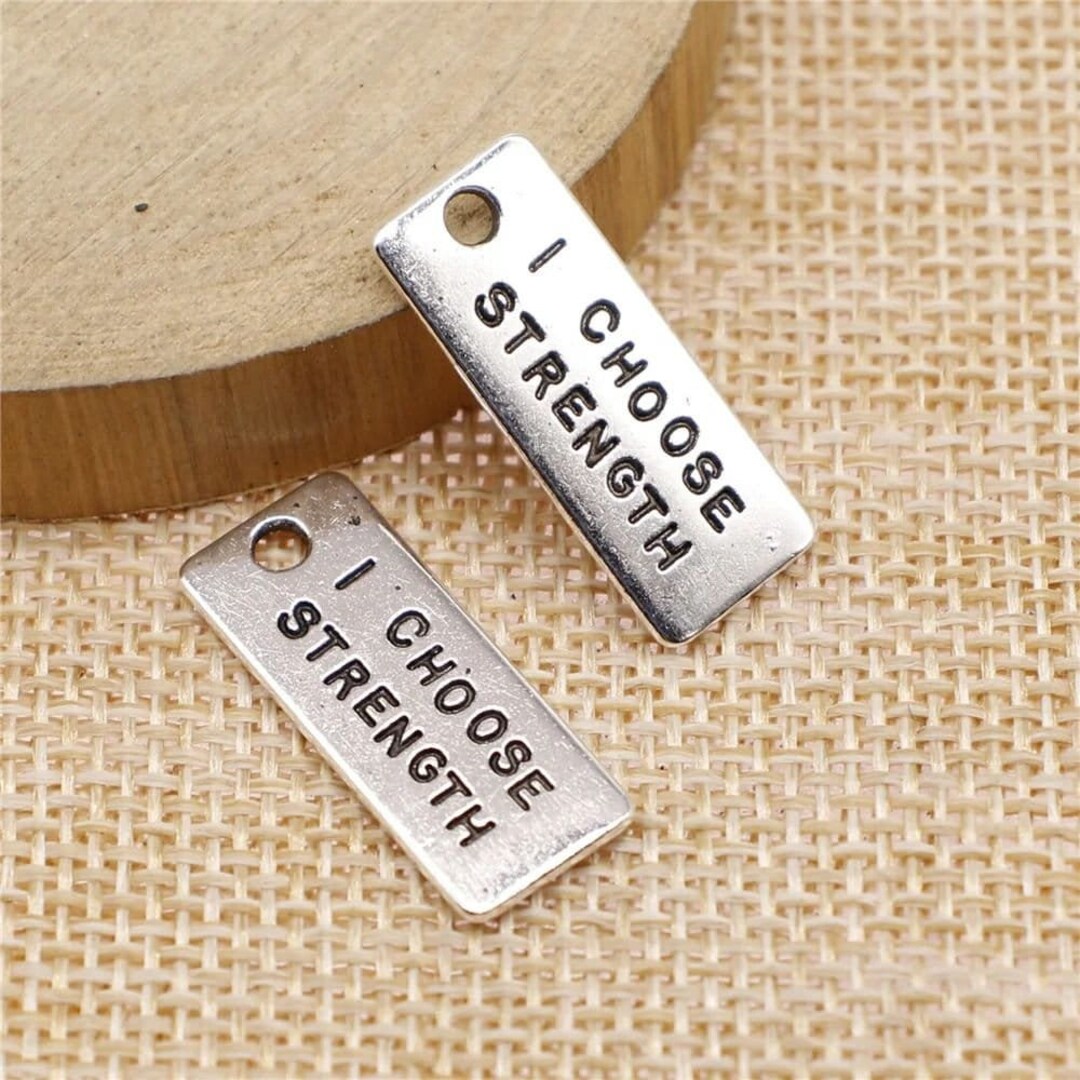 4 Silver Choose Strength Charms, 2 Sided, Silver Tone Charms (F-12) - Etsy