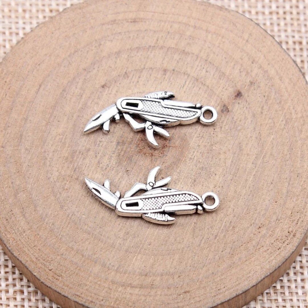 5 Silver Swiss Army Knife Charms, 25x11mm, Silver Tone Charms (E-18) - Etsy