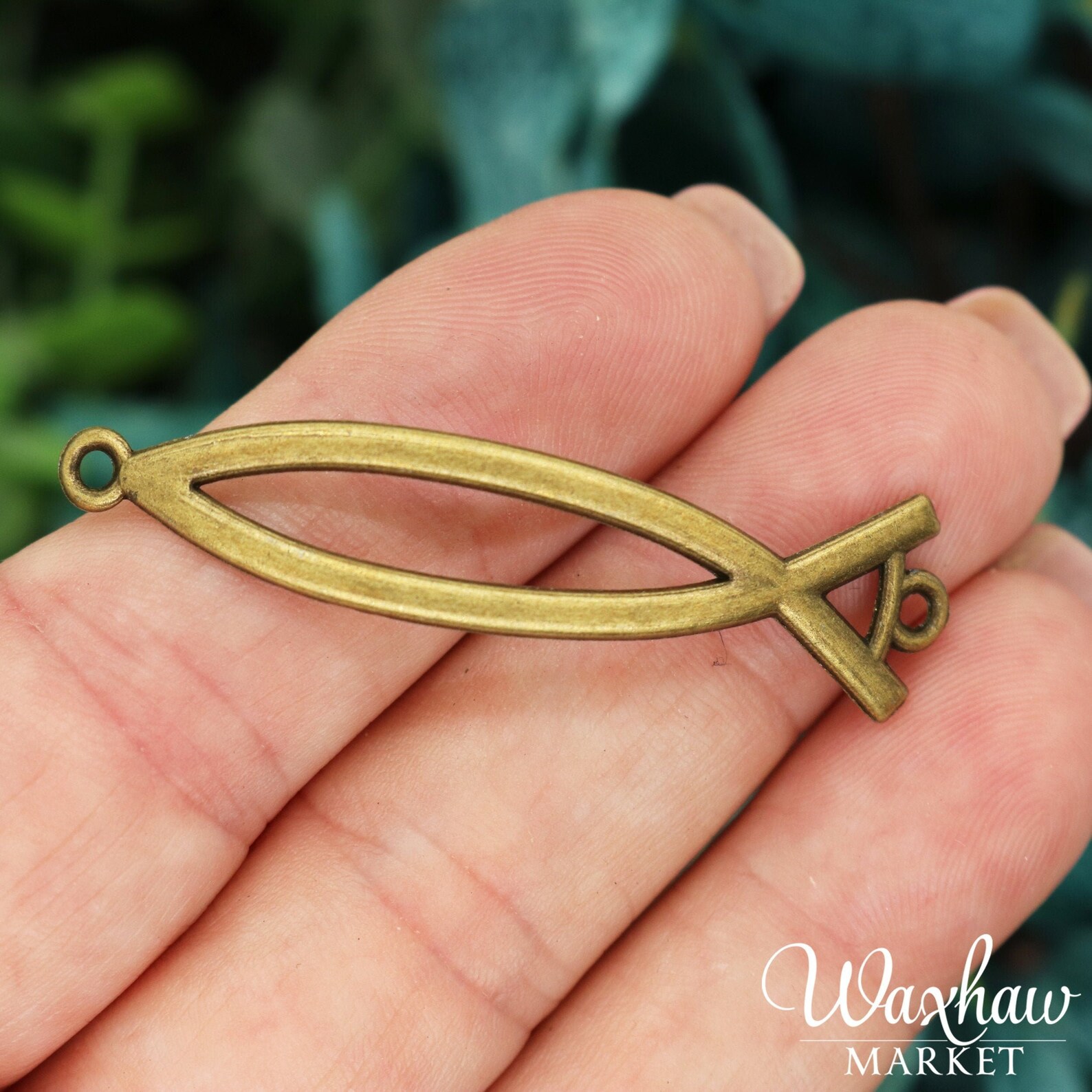 3 Bronze Jesus Fish Charms, 48x10mm, Antique Bronze Tone (G-8) - Etsy