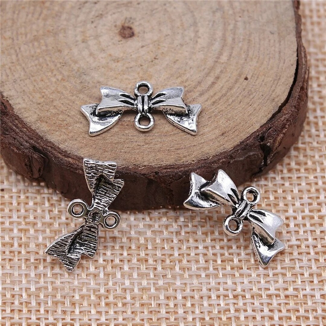 15 Silver Bow Connector Charms, 20x9mm, Silver Tone Charms (G-215) - Etsy