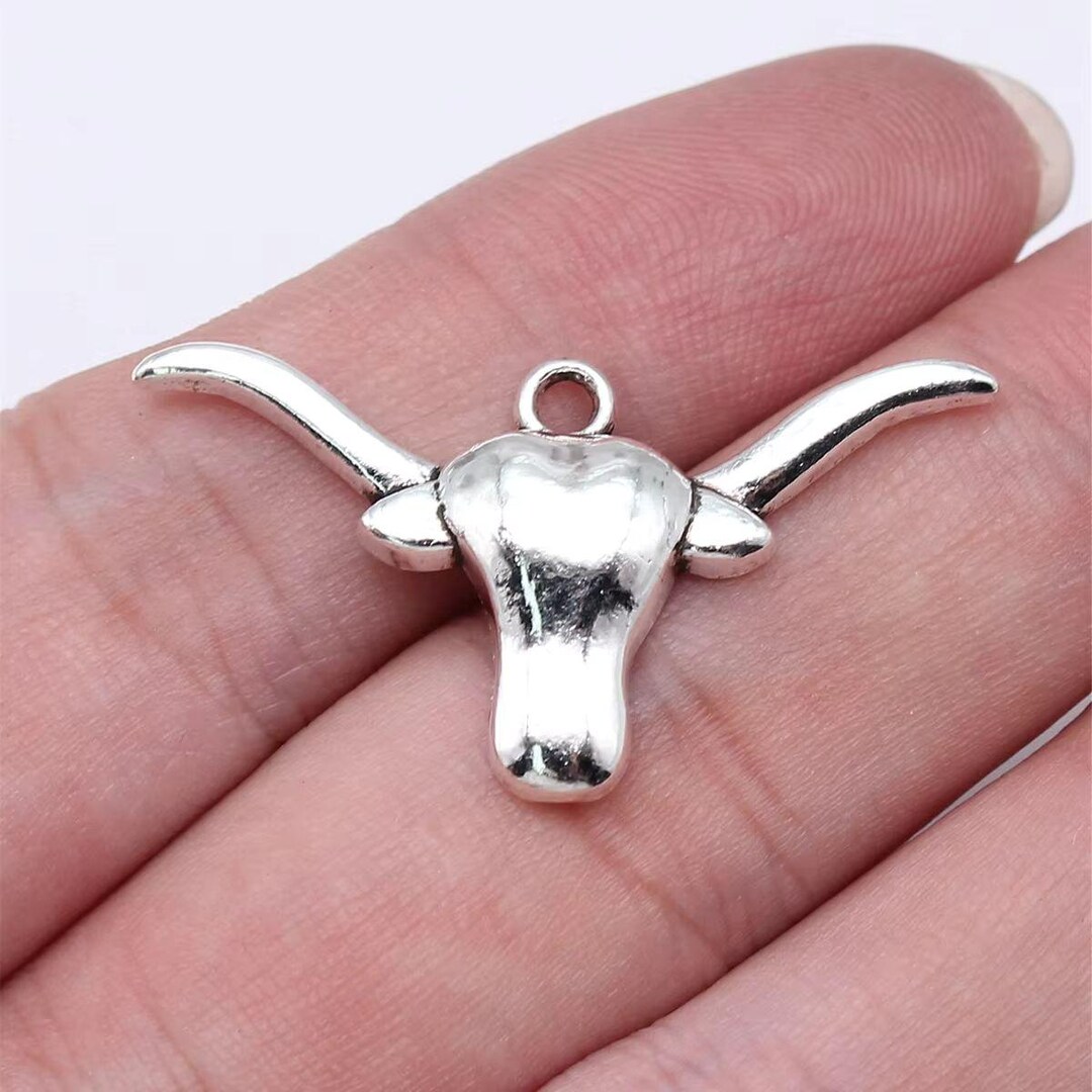 5 Silver Steer Bull Charms, 19x36mm, Silver Tone Charms (B-99) - Etsy