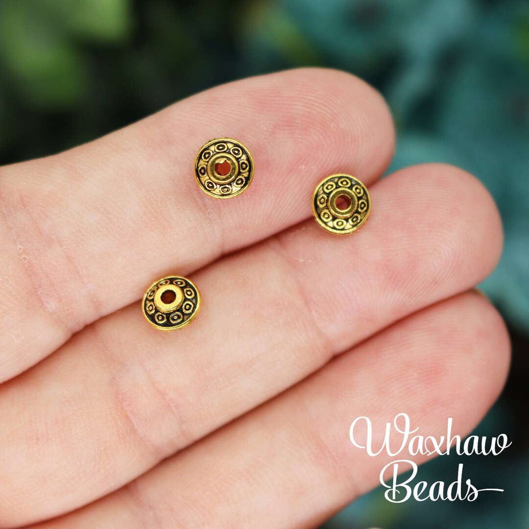 20 Gold Bead Spacers, Antique Gold Tone Spacer Charms (O-35) - Etsy