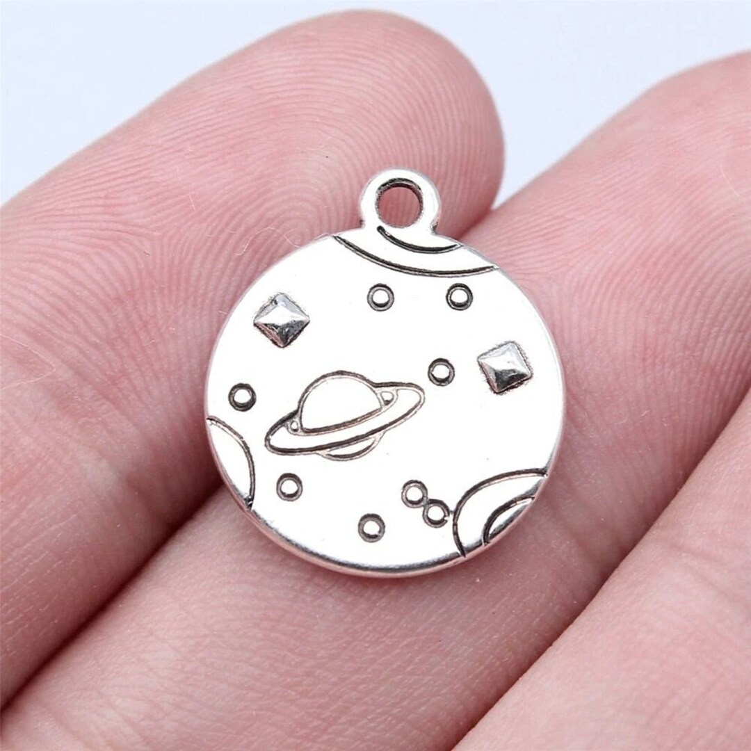 3 Silver Solar System Charms, Planet Charms, Silver Tone Charms (G-236 ...