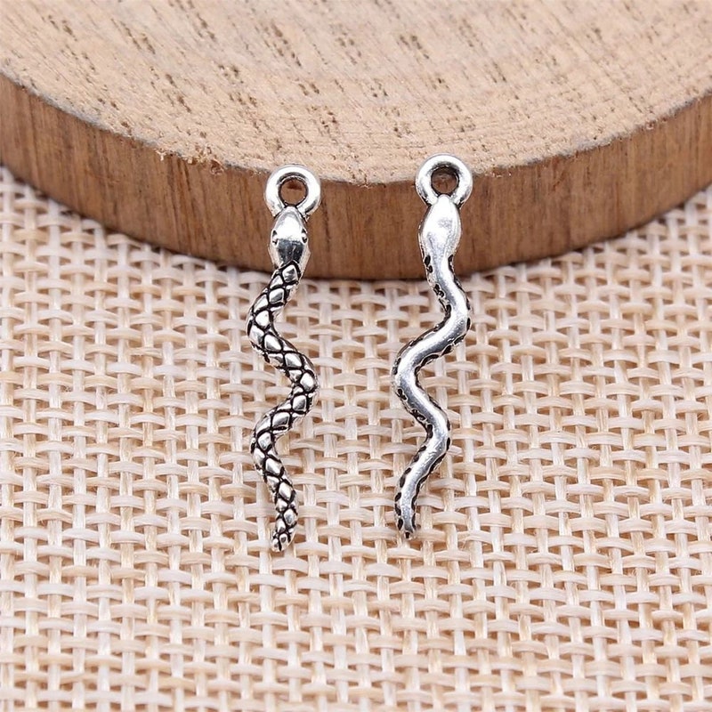 Silver Snake Charm - Etsy