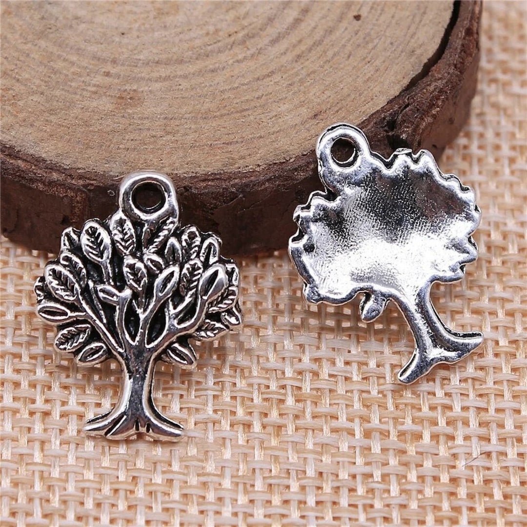 8 Silver Tree Charms, Family Tree Charms, Silver Tone Charms (U-23) - Etsy