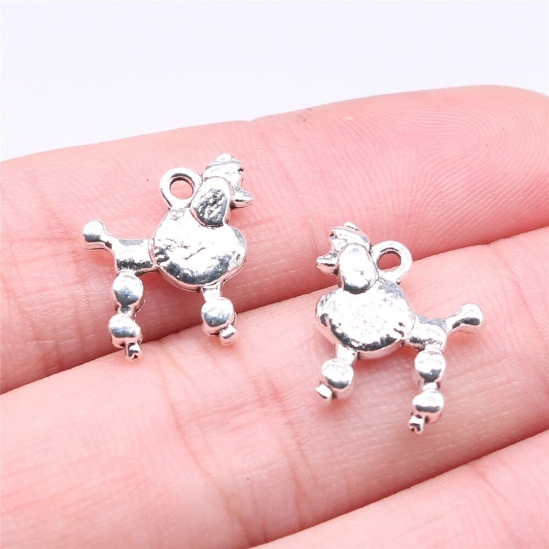 5 Silver Poodle Dog Charms, 15x14mm, Silver Tone Charms (K-89) - Etsy