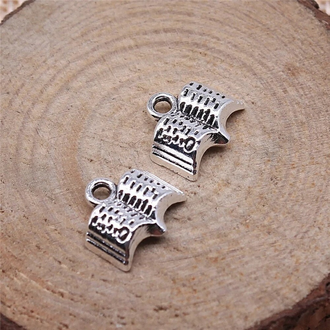 10 Silver Open Book Charms, Teacher, School, 11mm, Silver Tone Charms ...