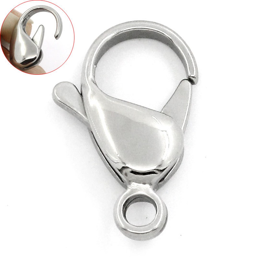 4, 8 Bulk Silver Large Lobster Clasps, Stainless Steel Silver Lobster ...