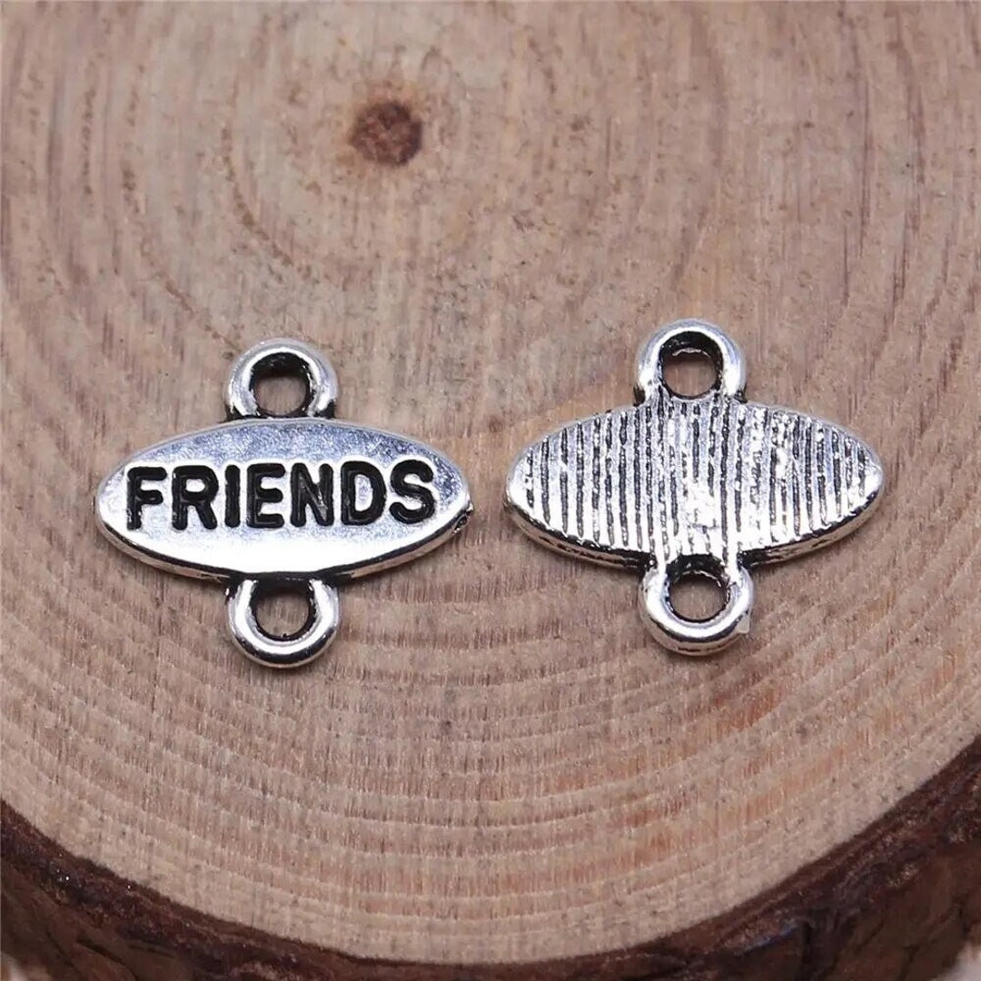 10 Silver Friends Connector Charms, 13x12mm Silver Tone Charms (N-216 ...