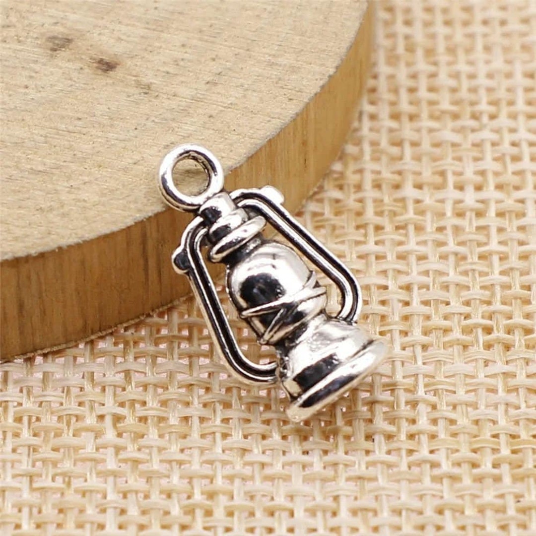 10, 30 Bulk Silver 3D Lantern Charms, Camping Charms, Silver Tone ...
