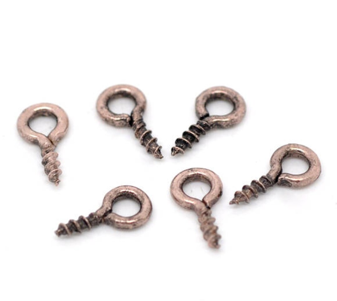 150 Copper Screw Eye Bails, 8mm X 4mm or 5/16 X 3/16, Copper Tone J-28 ...