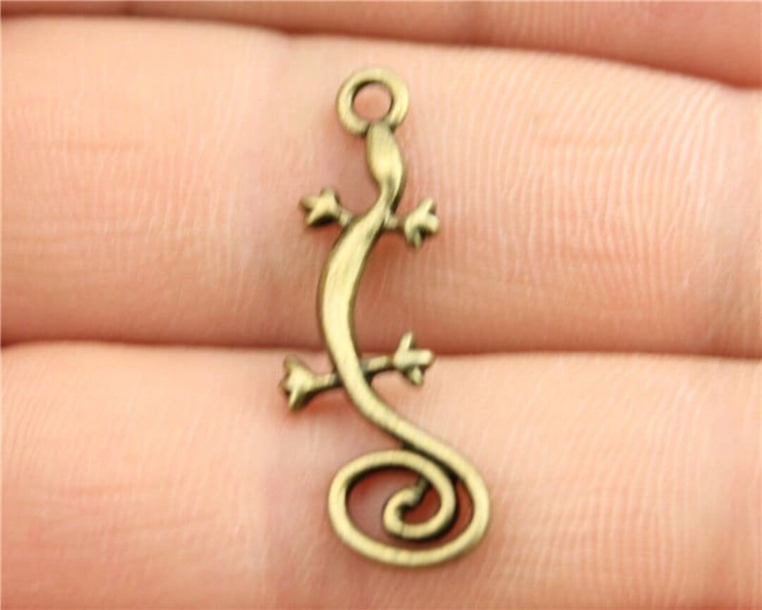 9 Bronze Gecko Lizard Charms, Antique Bronze Tone (K-60) - Etsy