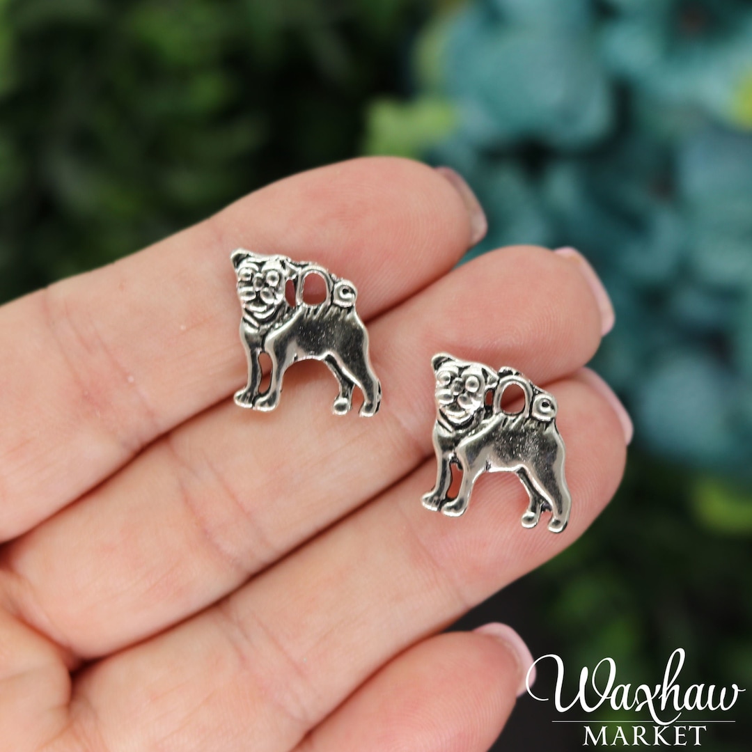 6 Silver Pug Dog Charms, Silver Tone Charms (D-191) - Etsy
