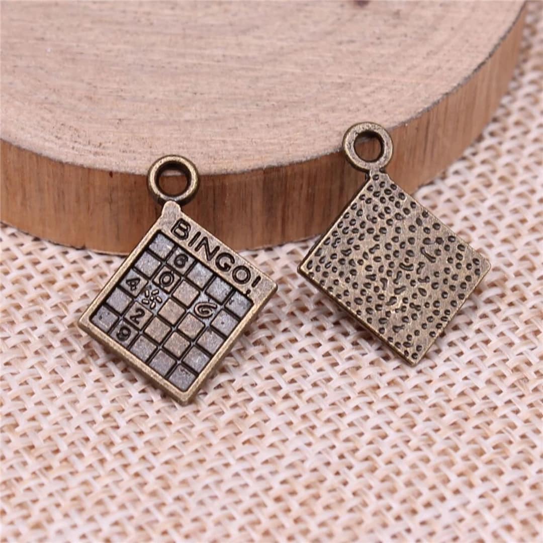 5 Bronze Bingo Card Charms, 15x17mm, Bronze Tone Charms (M-166) - Etsy