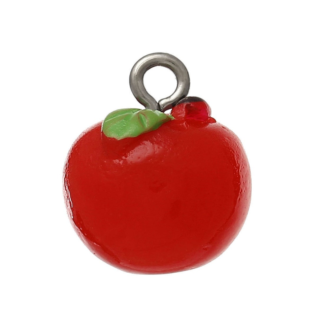 4 Red Apple Charms, 3D Teacher Charms, Resin Charms (I-186) - Etsy