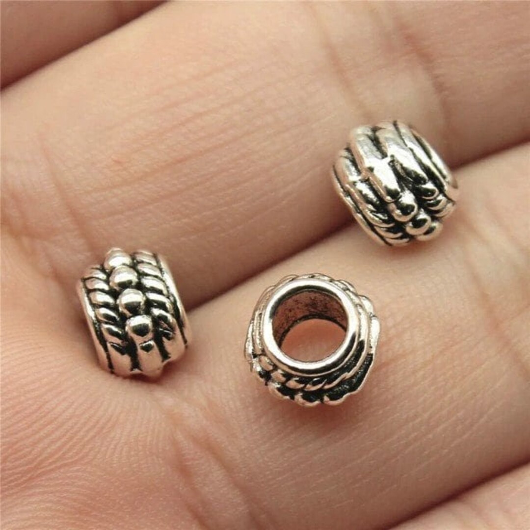 10 Silver Bead Spacers, Antique Silver Tone Spacers (G-252) - Etsy