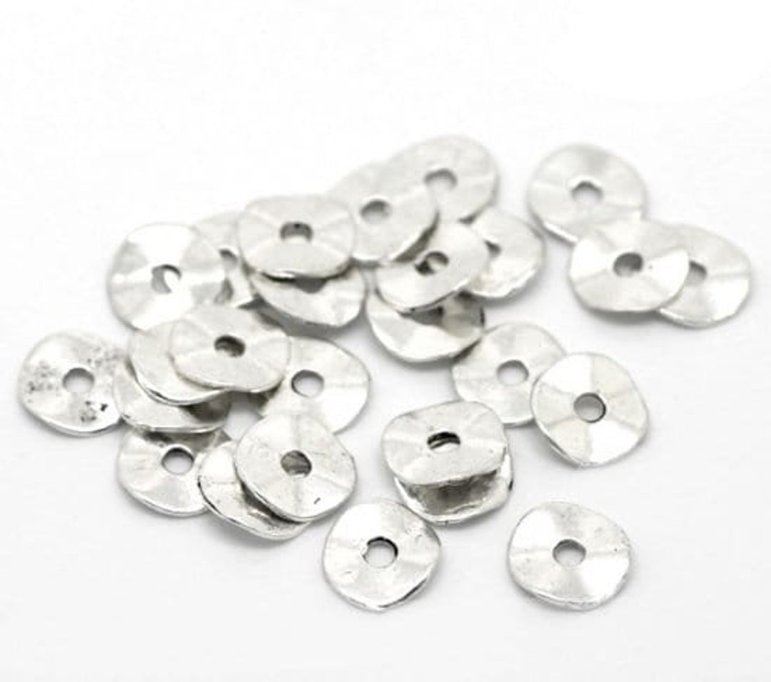 25, 100 Bulk Silver Wave Spacers, 9mm Disc Spacer Beads (M-4) - Etsy