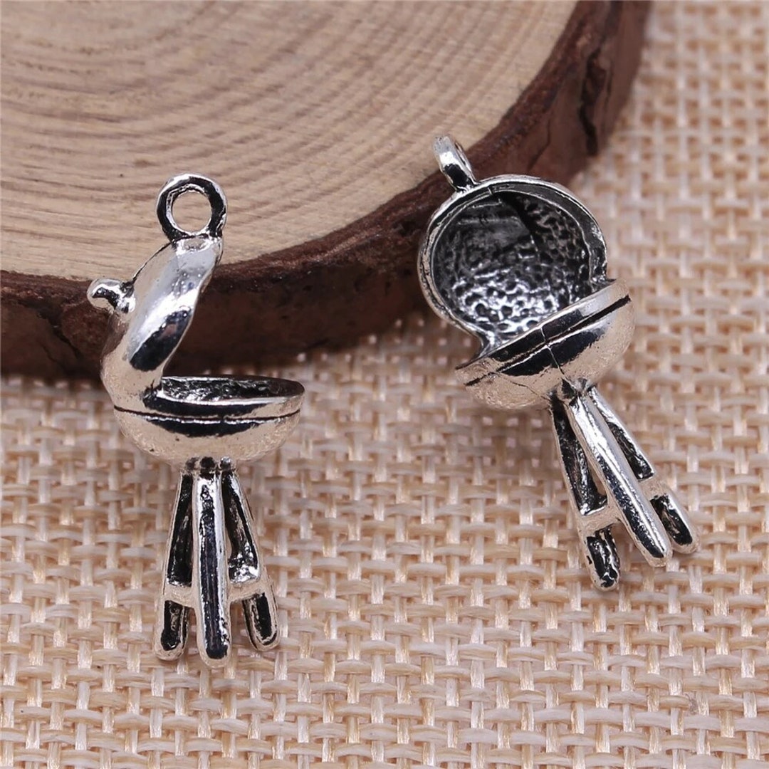 2 Silver Grill Charms, Barbeque Charms, Silver Tone Charms (D-203) - Etsy