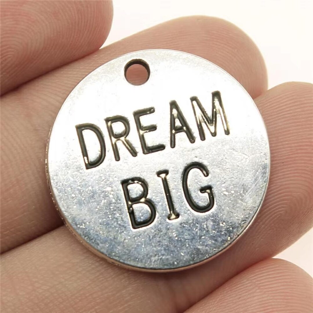 2 Silver Dream Big Engraved Charms, 25mm, Silver Tone Charms (U-234) - Etsy