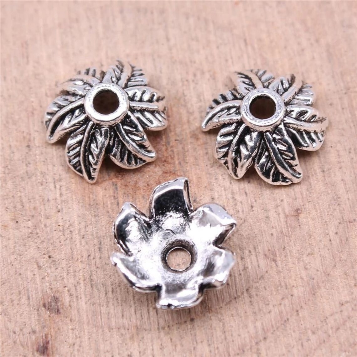 8 Silver Leaf Bead Caps, 11mm Bead Caps, Antique Silver Tone (N-127) - Etsy