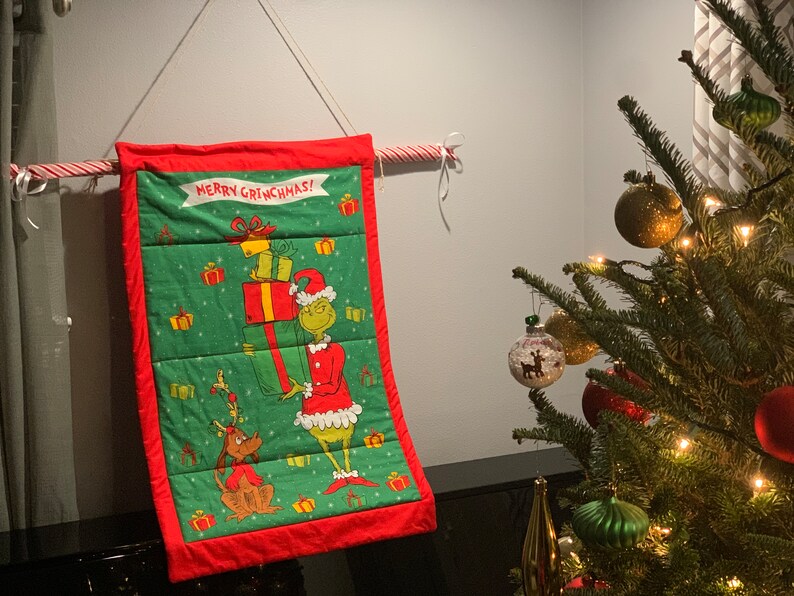 The Grinch's "merry Grinchmas" Indoor Hanging Panel/flag - Etsy