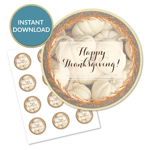 Printable Round Sticker Labels for Thanksgiving Holiday - Etsy