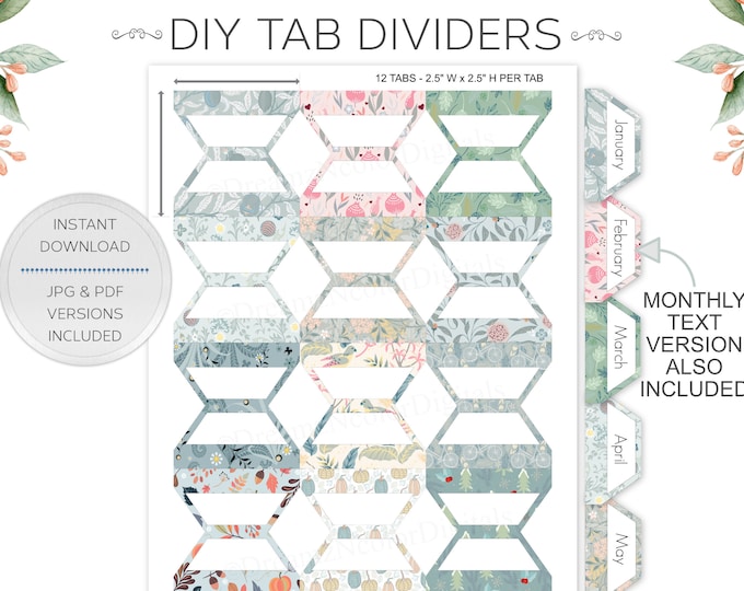 Printable Tabs 2.5 Inch Floral Labels Planner Folder and - Etsy