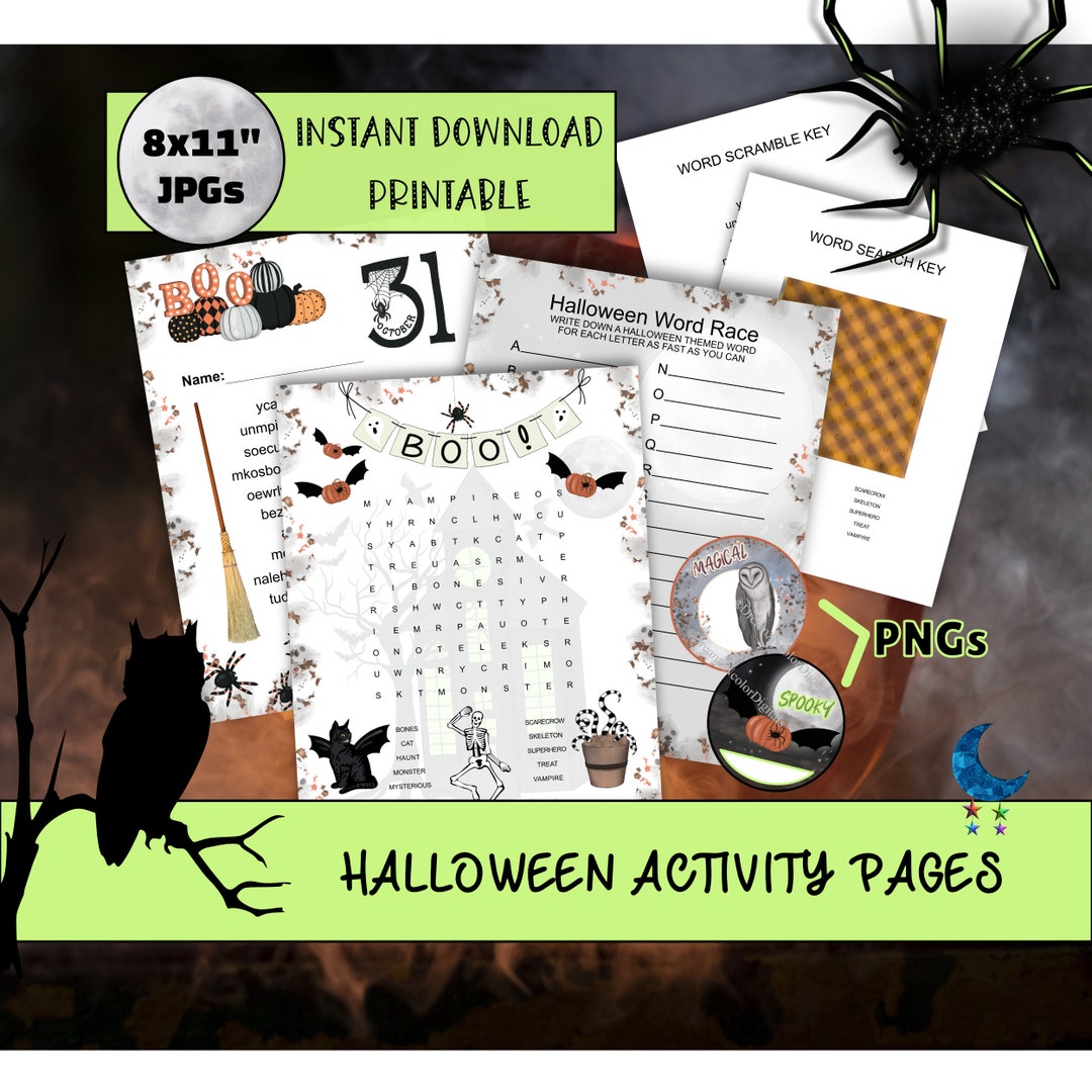Printable Halloween Word Search and Other Kids Activities With Answer ...