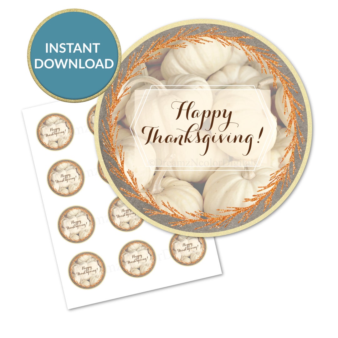 Printable Round Sticker Labels for Thanksgiving Holiday - Etsy