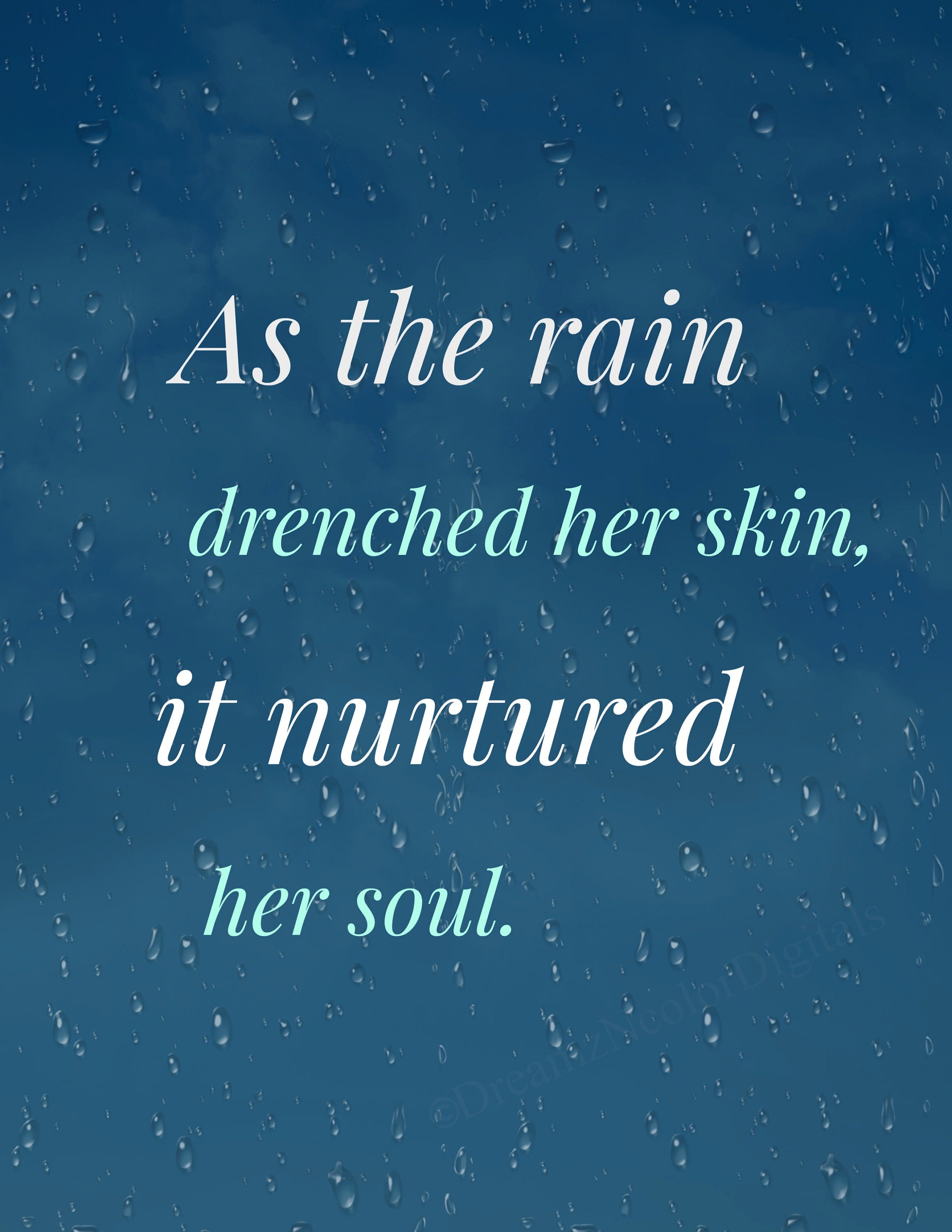 Dark Blue Rain Printable Art Instant Download of Self Love - Etsy