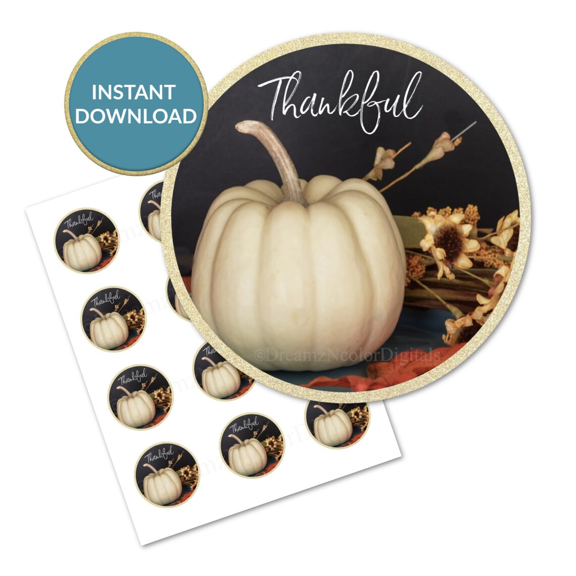 Printable Fall Circle Sticker Labels for Thanksgiving Holiday Cupcake ...