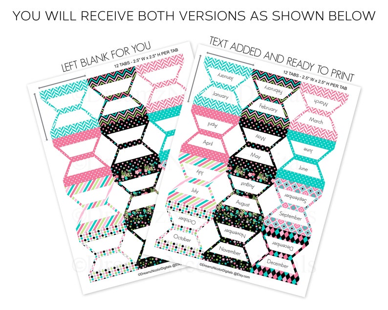 Printable Tabs 2.5 Inch Geometric Pattern Labels Planner, Folder, and ...