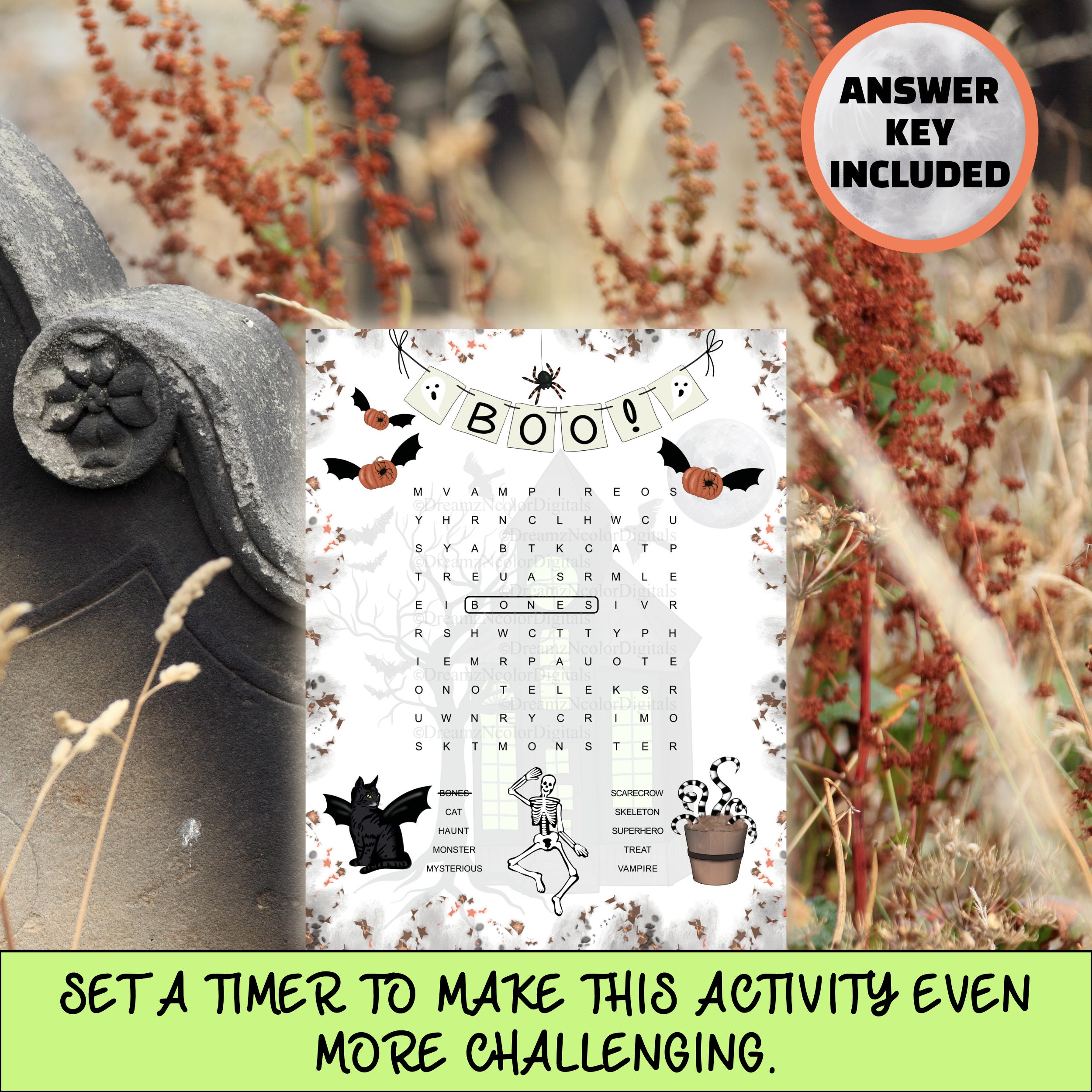 Printable Halloween Word Search and Other Kids Activities With Answer ...