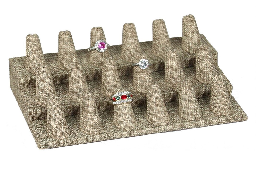 Showcase Finger Ring Display Finger Multi-ring Jewelry Stand burlap, 18 ...
