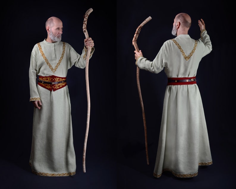 Wizard robe lARP or viking tunic White mage Medieval cloak | Etsy