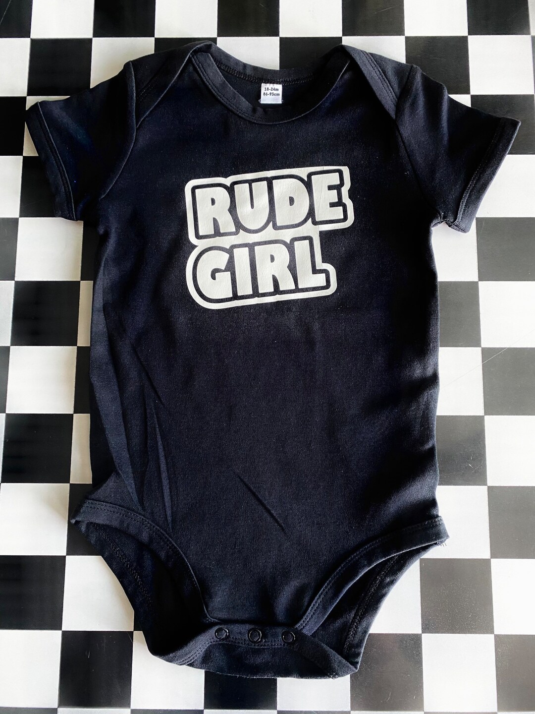 Baby Body Suit. Black With SKA Inspired Printed Logo. Rude Girl Logo ...
