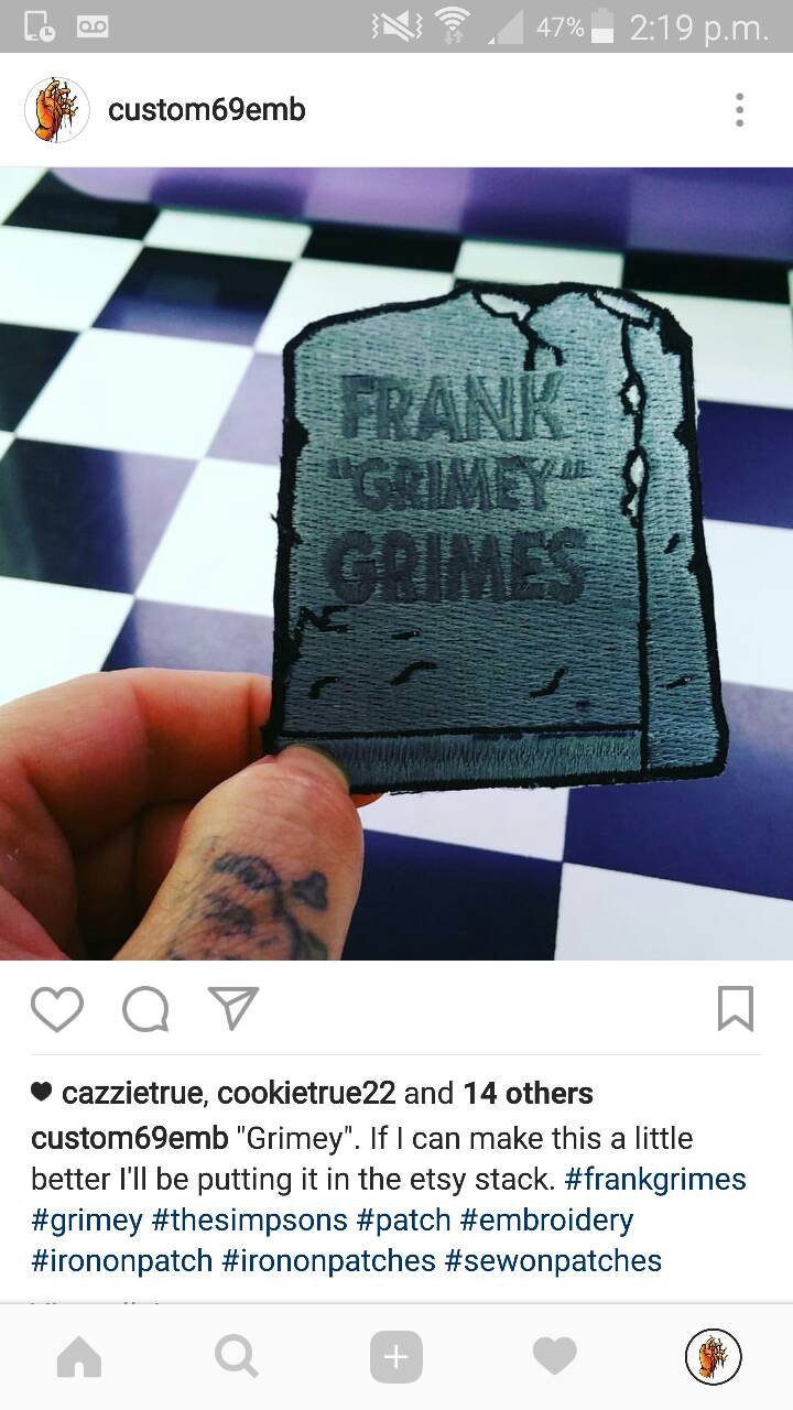 Frank Grimes Grimey Patch. for the Simpsons - Etsy UK