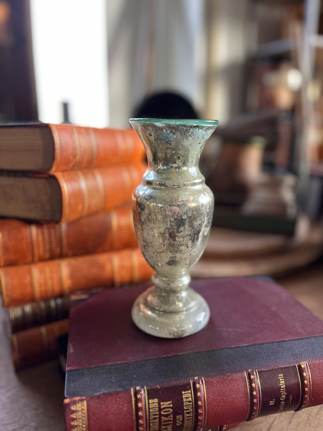 Antique French Mercury Glass Vase - Silver Colored Glass - Rare ...
