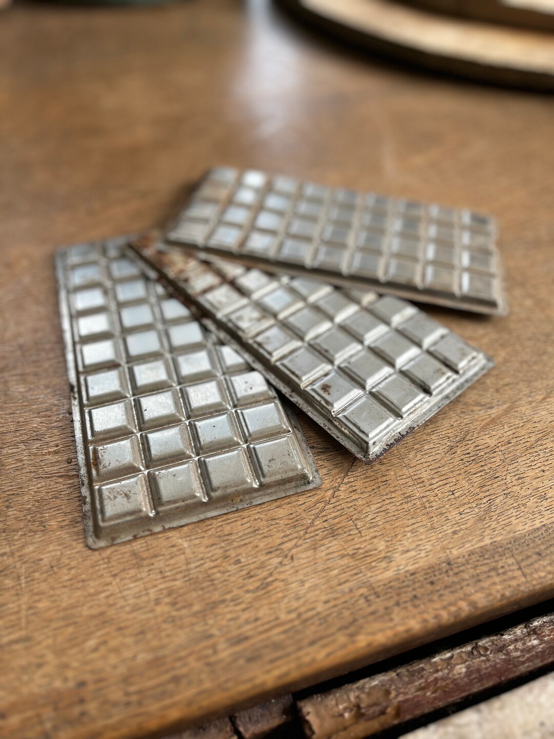 Set of 3 Vintage French Chocolate Bar Molds Antique Metal Chocolates ...