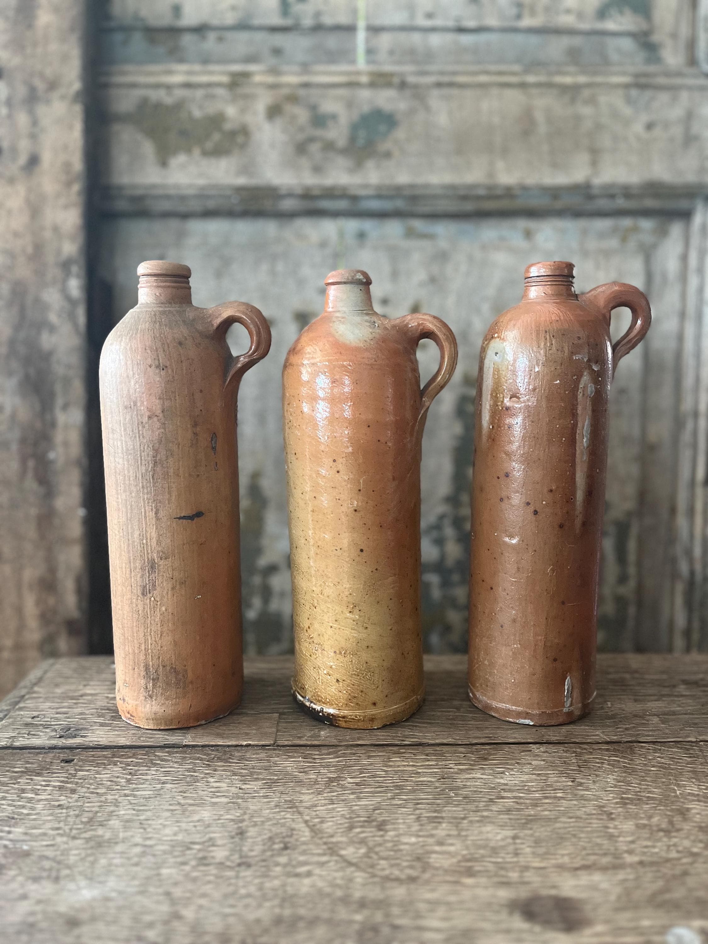 Antique European Glazed Stoneware Bottles | Bottle Vintage Brocante ...