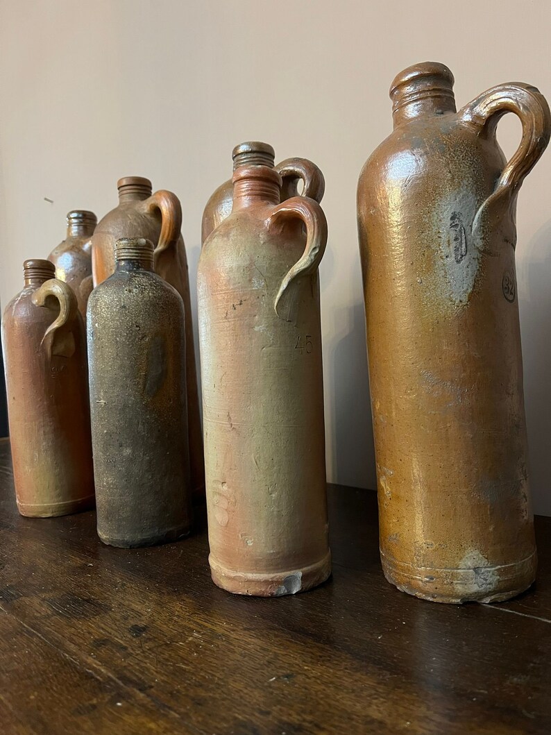 Antique European Glazed Stoneware Bottles Bottle Vintage Brocante ...